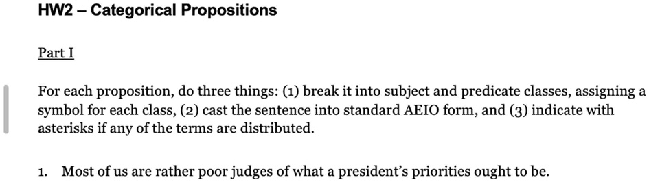 hw2 categorical propositions part i for each proposition do three ...