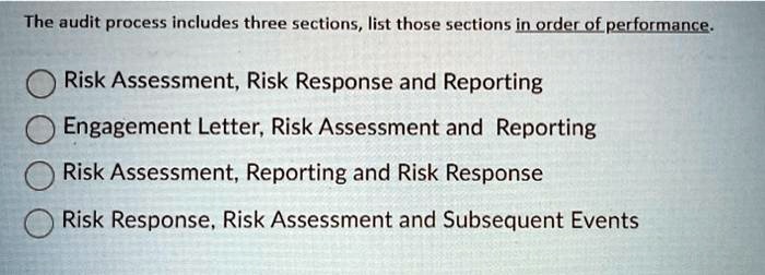 SOLVED: The audit process includes three sections, list those sections ...