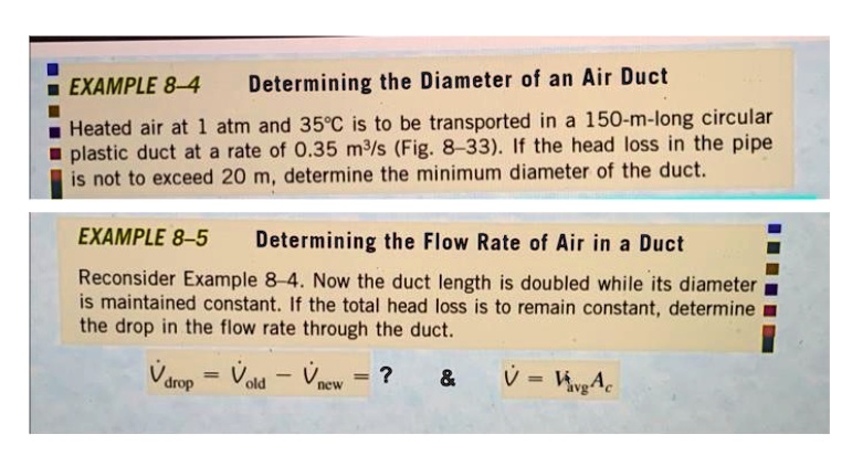 EXAMPLE 8-4 Determining the Diameter of an Air Duct Heated air at 1 atm ...