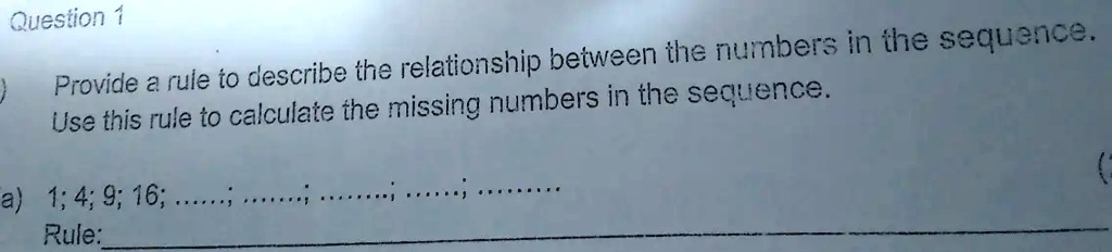 SOLVED: Question the relationship between the numbers in the sequence ...
