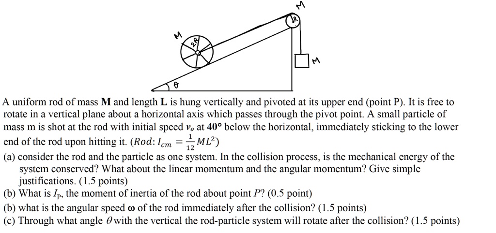 SOLVED: A uniform rod of mass M and length L is hung vertically and ...