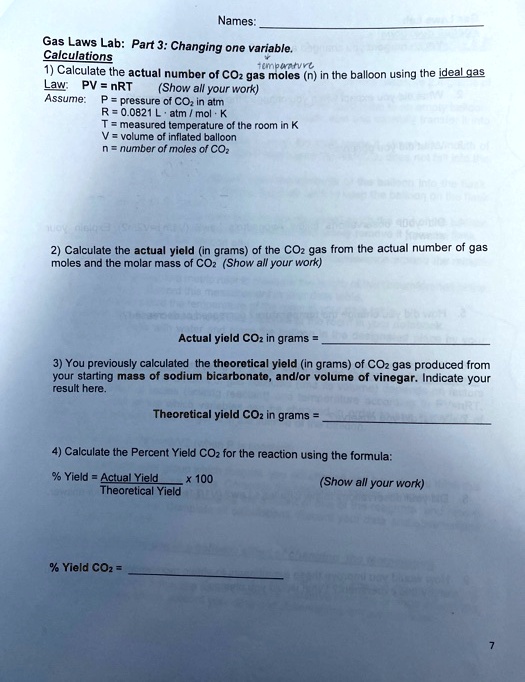 SOLVED:Names: Gas Laws Lab: Part 3: Changing = one variable ...