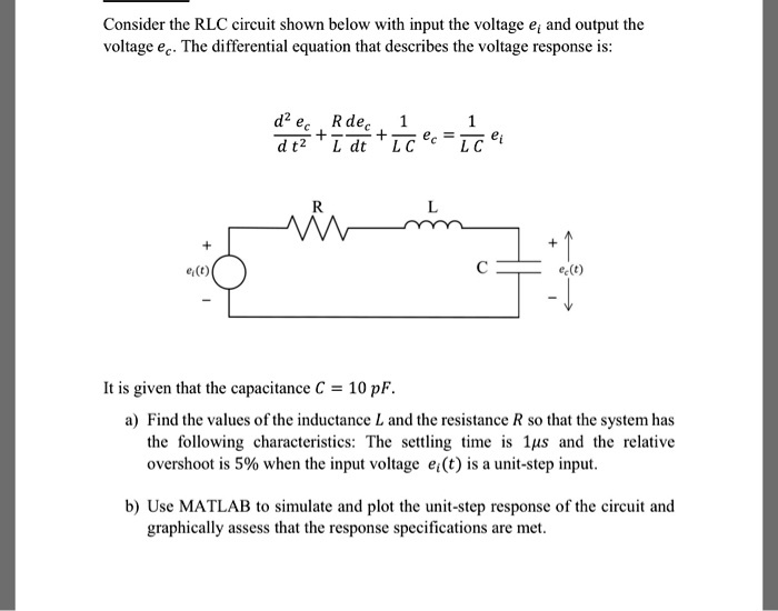 Consider the RLC circuit shown below with input the voltage ei and ...