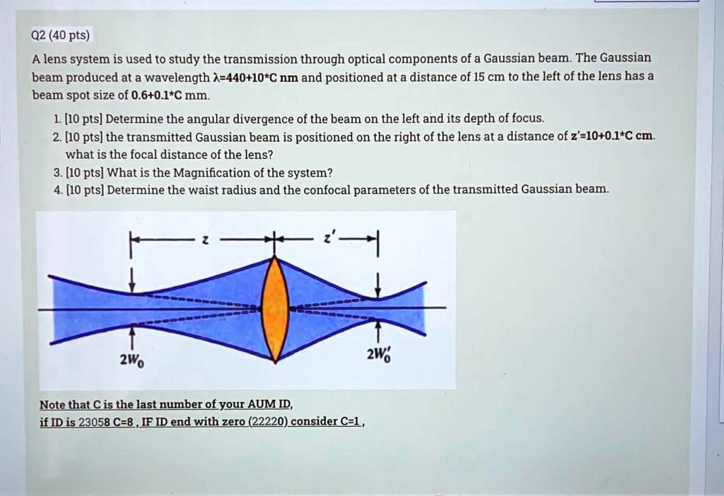 02 40 pts a lens system is used to study the transmission through ...