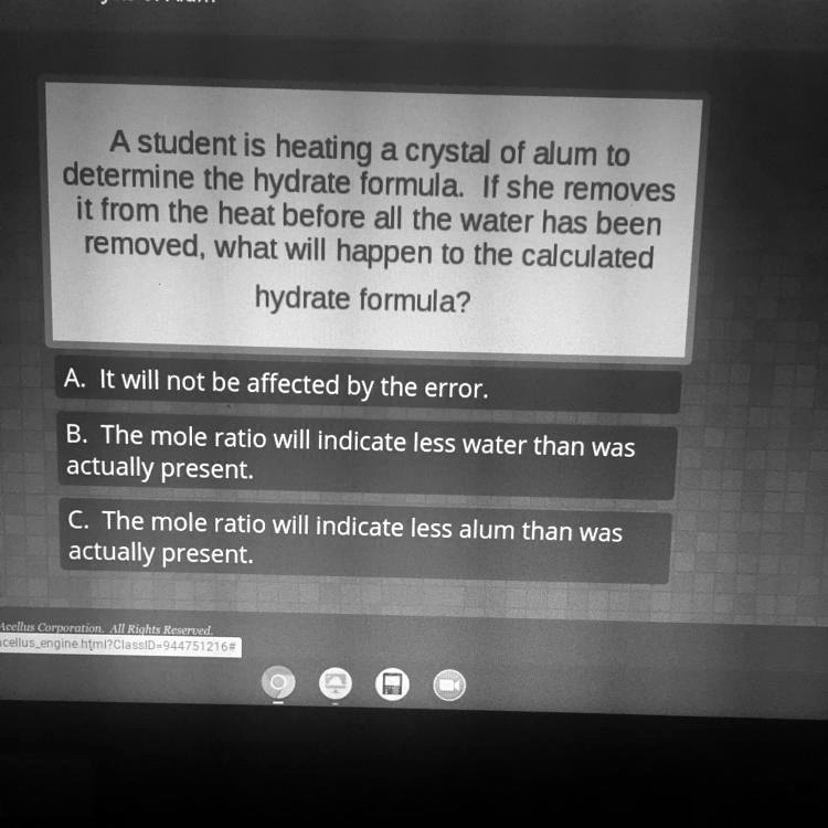 SOLVED: A student is heating a crystal of alum to determine the hydrate ...