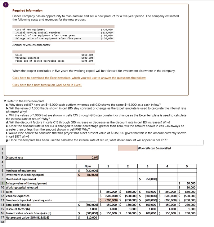 SOLVED: Required information Eisner Company has an opportunity to ...