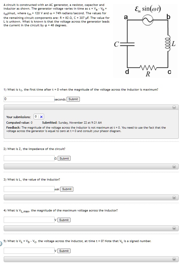 SOLVED: A circuit is constructed with an AC generator, a resistor ...