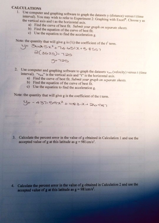 SOLVED: CALCULATIONS Usc compufer and graphing software erapli Ihe ...