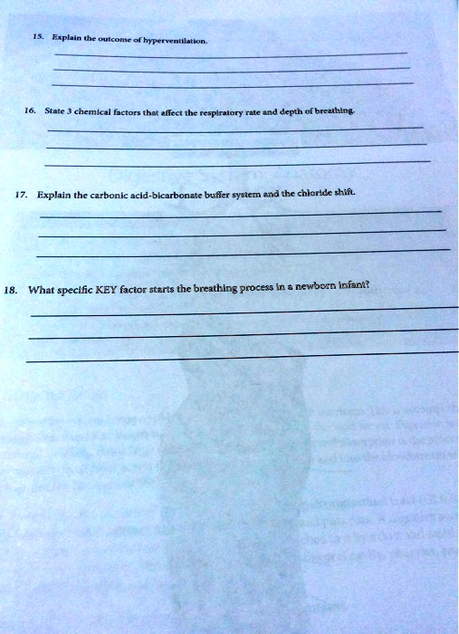 SOLVED: 17. Explain the carbonic acid-bicarbonate buffer system and the chloride shift. 18. What ...