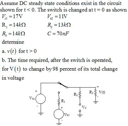 Assume DC steady state conditions exist in the circuit shown for t 0 Vs2 = 11V R2 = 13kΩ C ...