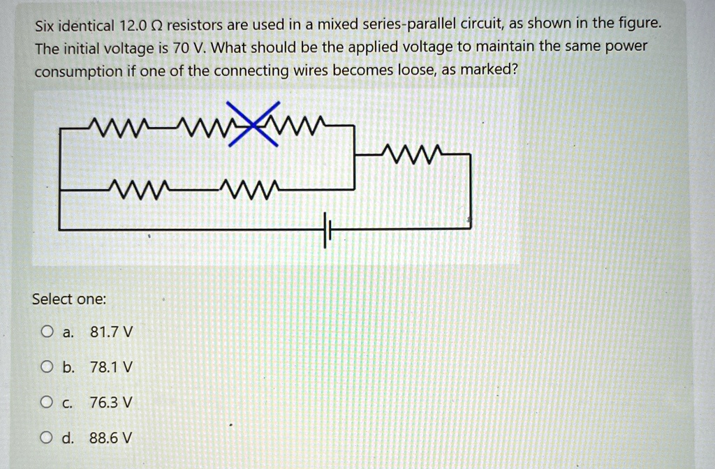 six identical 120 omega resistors are used in a mixed series parallel ...