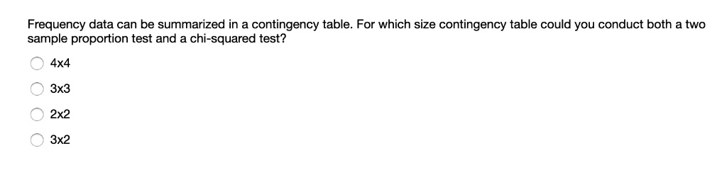 frequency data can be summarized in a contingency table for which size ...