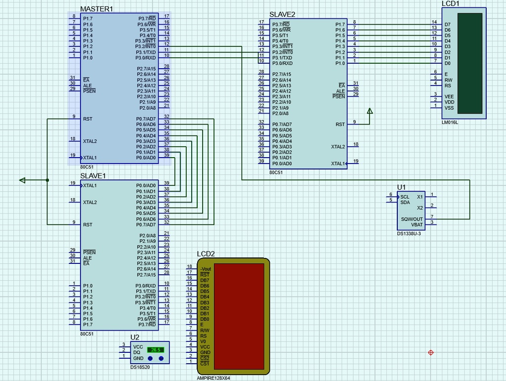 using proteus to design a temperature and date display simulation ...
