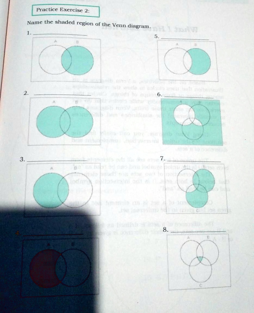 Practice Exercise 2: Name the shaded region of the Venn diagram. 1. 5 ...