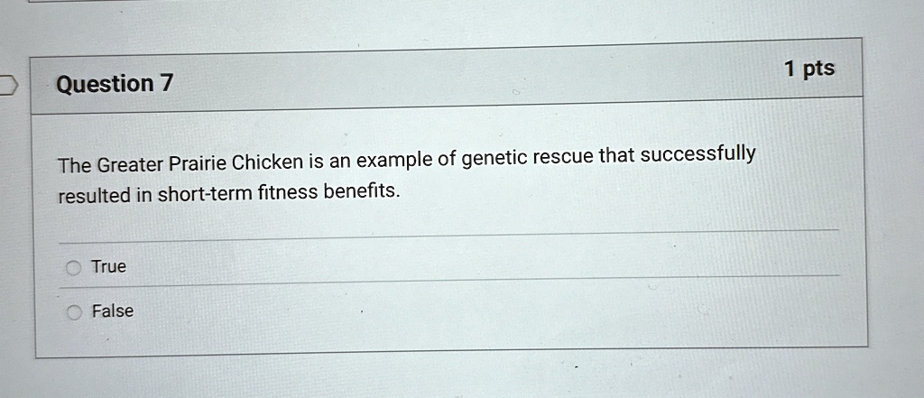 [GET ANSWER] question 7 the greater prairie chicken is an example of ...