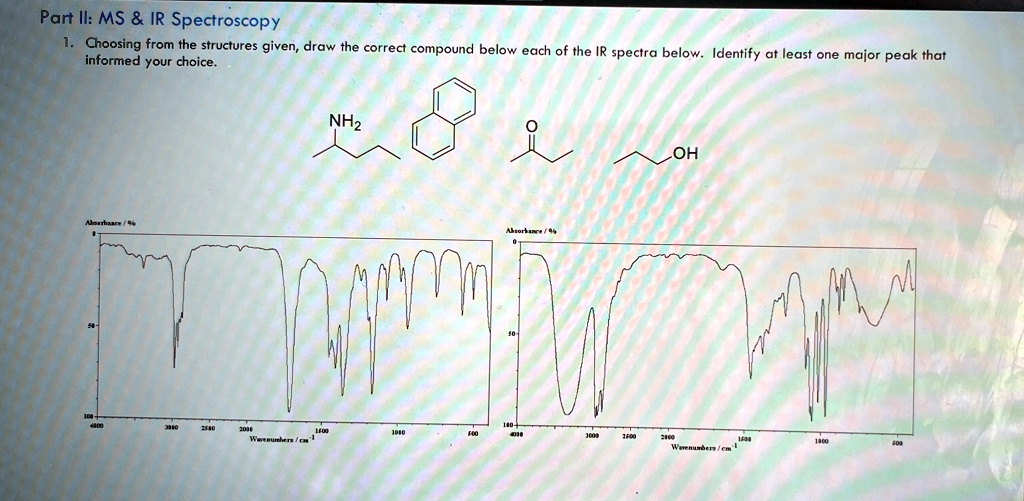 part ii ms ir spectroscopy 1 choosing from the structures given draw ...