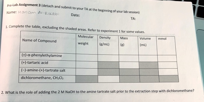 SOLVED: Pre-Lab Assignment (detach and submit to your TA at the beginning of your lab session ...