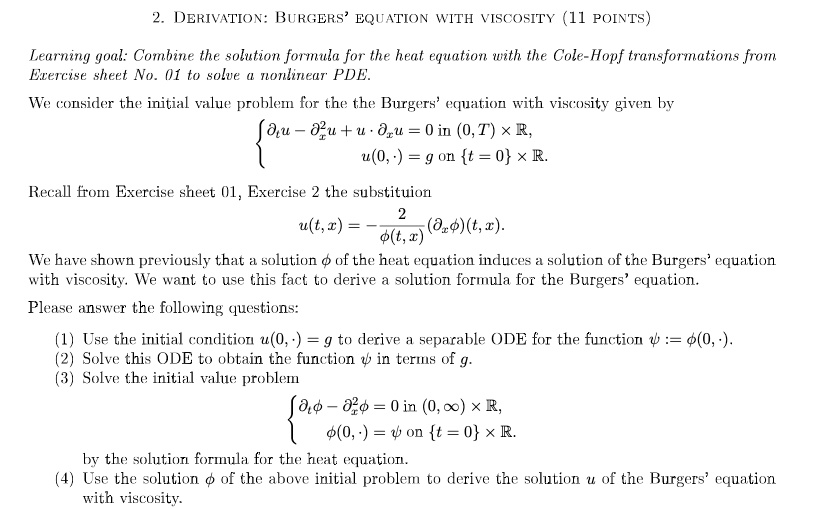 SOLVED: DERIVATION: BURGERS' EQUATION WITH VISCOSITY (11 POINTS ...