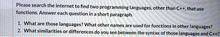 SOLVED: Please search the internet to find two programming languages ...