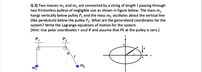 SOLVED: Two masses m and m are connected by a string of length l passing through two ...