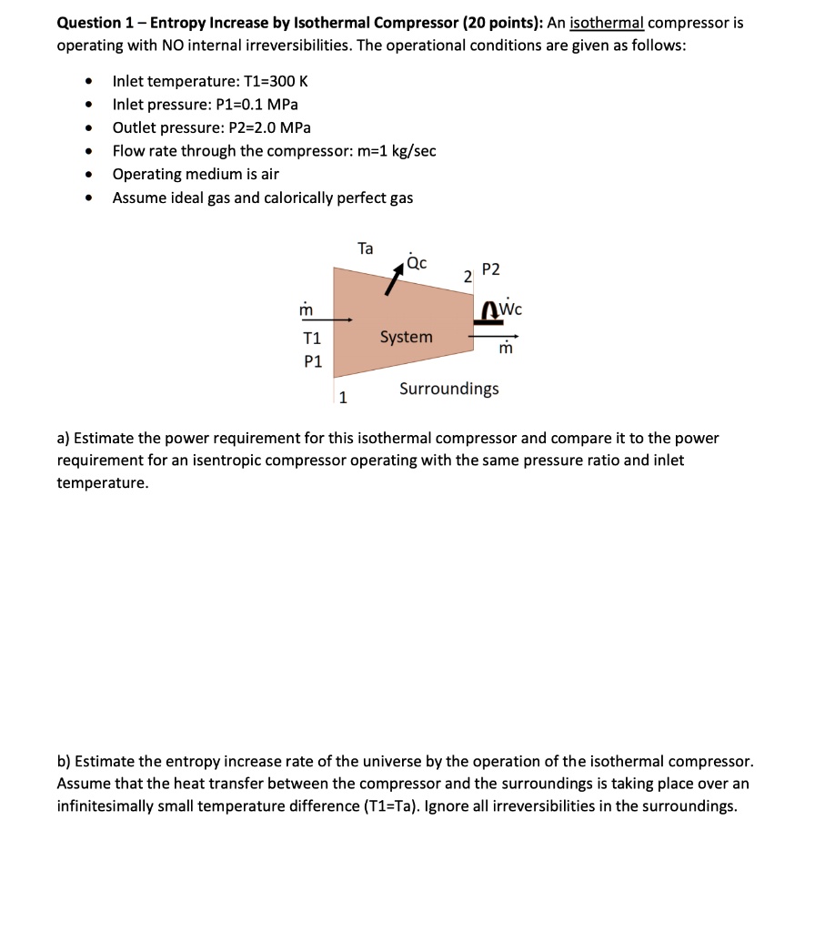 SOLVED: Entropy Increase by Isothermal Compressor (20 points): An ...