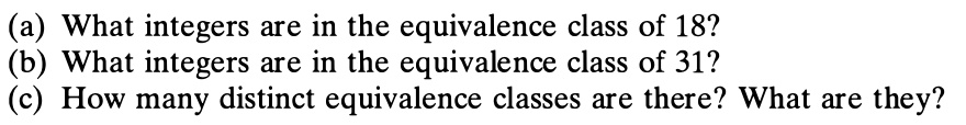 SOLVED: a) What integers are in the equivalence class of 182 What integers are in the ...