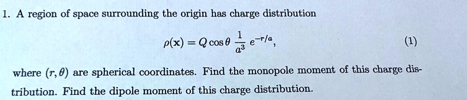 SOLVED: A region of space surrounding the origin has charge ...