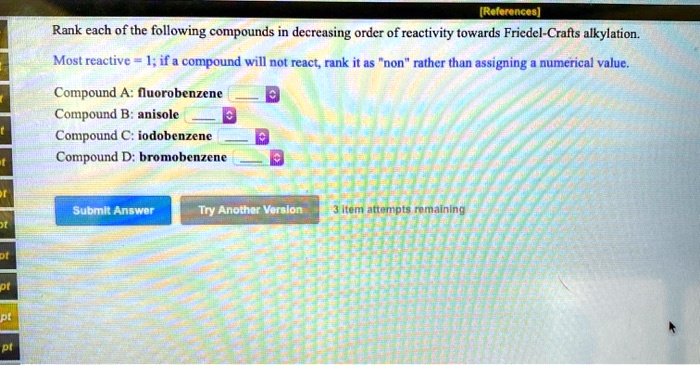Solved Rank Each Of The Following Compounds In Decreasing Order Of