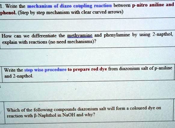 SOLVED: Write the mechanism of diazo coupling reaction between p ...