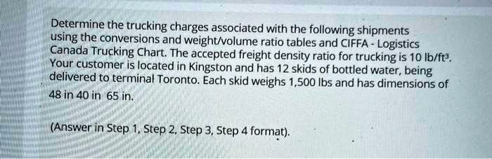 determine the trucking charges associated with the following shipments ...