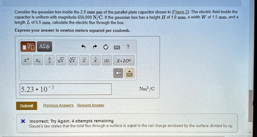 consider the gaussian box inside the 20 mm gap of the parallel plate capacitor shown in figure 2 ...