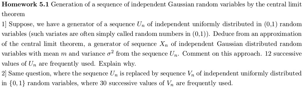 Solved Homework 5 1 Generation Of A Sequence Of Independent Gaussian