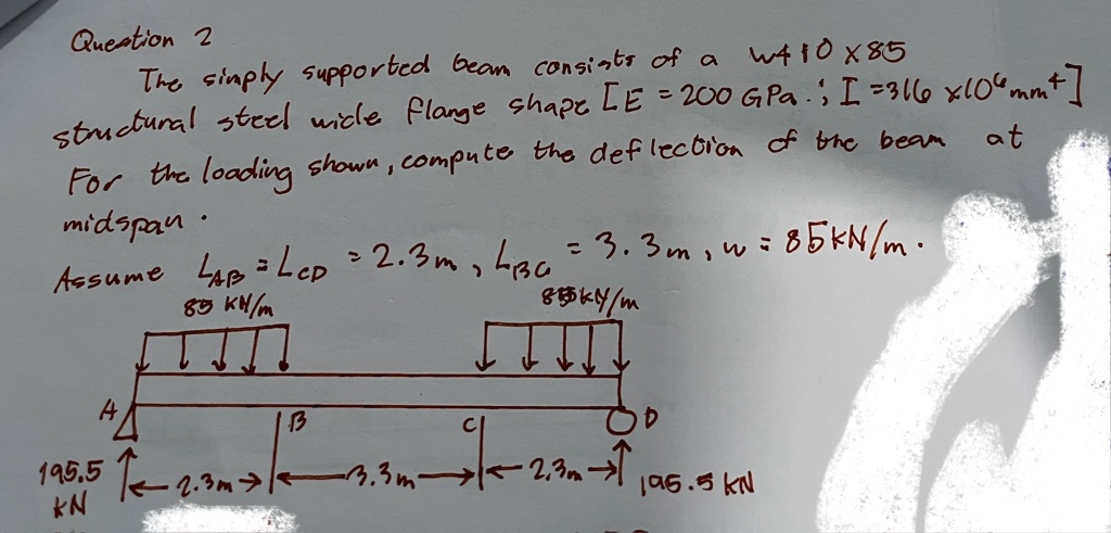 question 2 the simply supported beam consists of a w410 x 85 structural steel wide flange shape ...