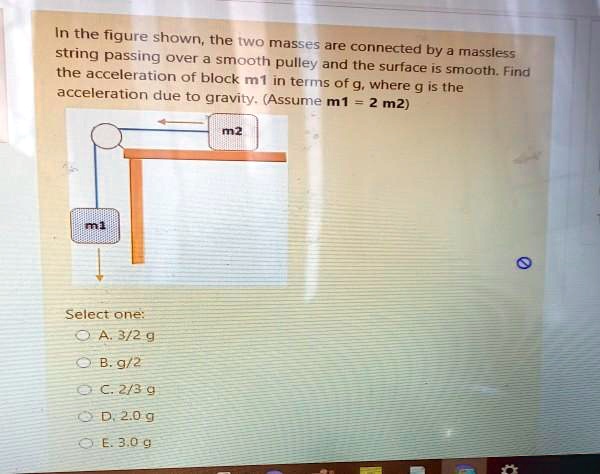 SOLVED: In the figure shown, the two masses are connected by a massless string passing over a ...