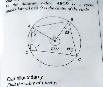 kitat the diagram below abcd cyclic quadilateral and 0 is the centre of the circle 2758 80 cari ...