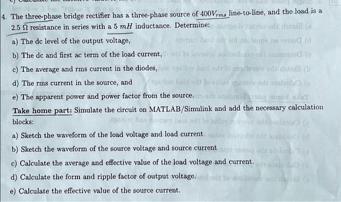 SOLVED: Take home part: Matlab/Simulink - All parts, please 4. The three-phase bridge rectifier ...