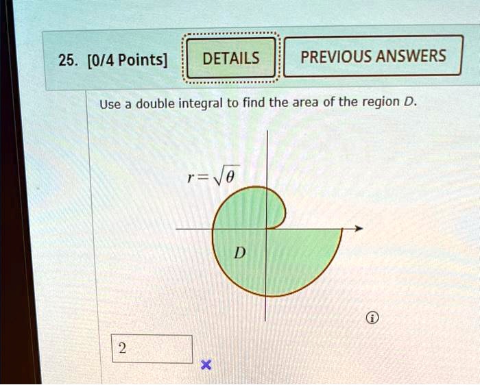 SOLVED: Use a double integral to find the area of the region D.
