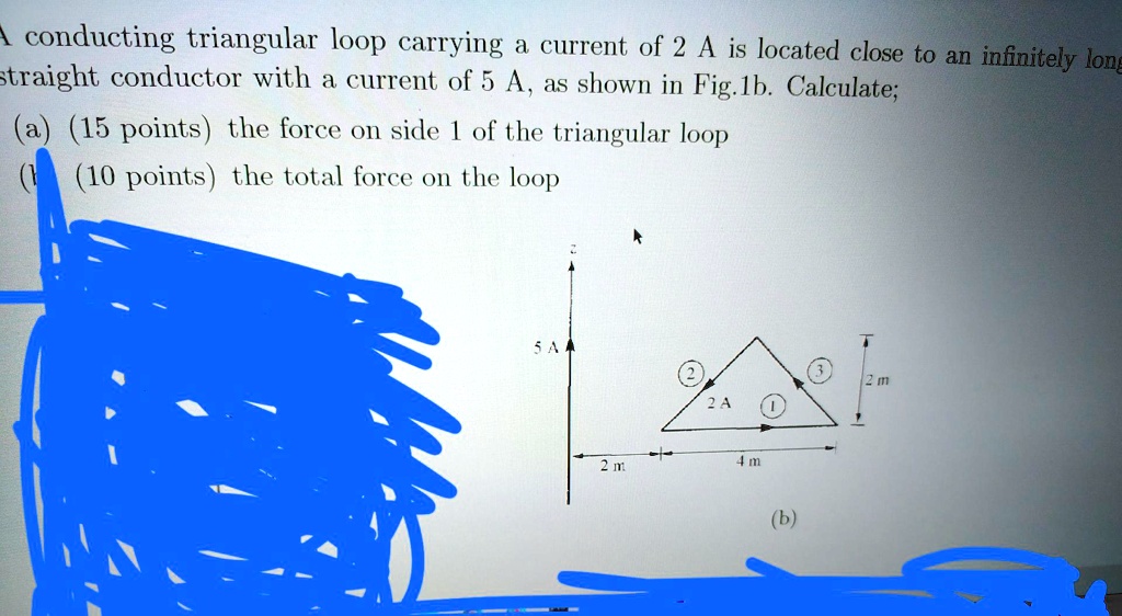 SOLVED: Conducting a triangular loop carrying a current of 2 A is ...