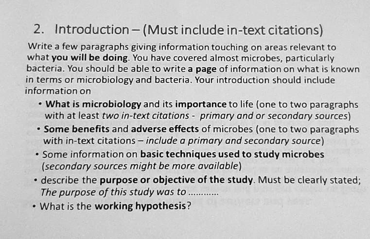 2. Introduction - (Must include in-text citations) Write a few ...
