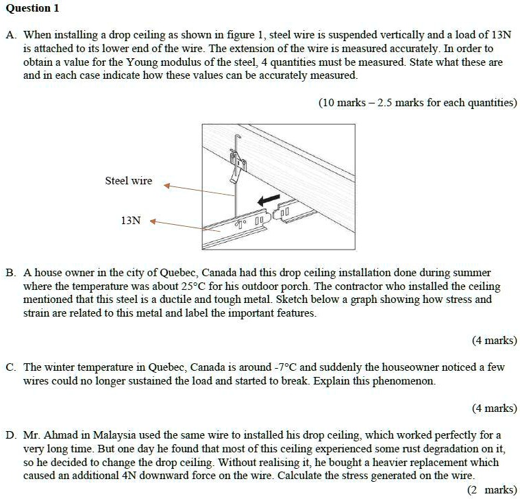[GET ANSWER] Question 1 A. When installing a drop ceiling as shown in ...
