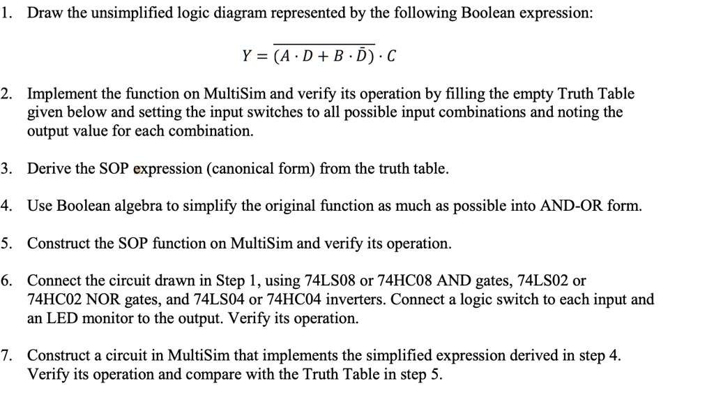 Solved L Draw The Unsimplified Logic Diagram Represented By The Following Boolean Expression