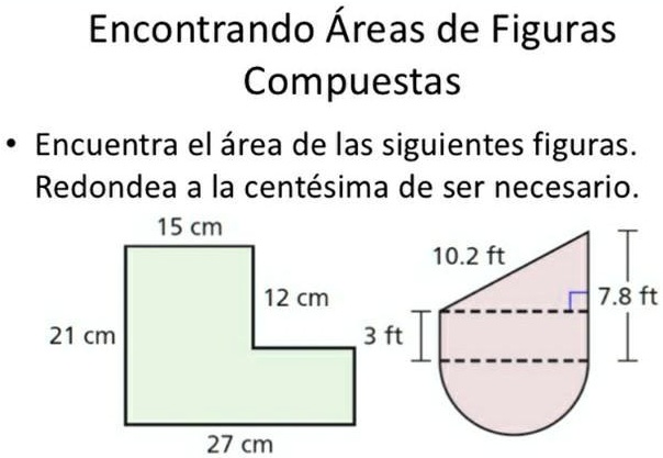 SOLVED: Calculo de Áreas de figuras compuestas Al primero que contesté ...