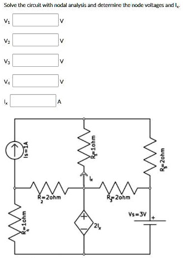 SOLVED: Solve the circuit with nodal analysis and determine the node ... SOLVED: Solve the circuit with nodal analysis and determine the node ...