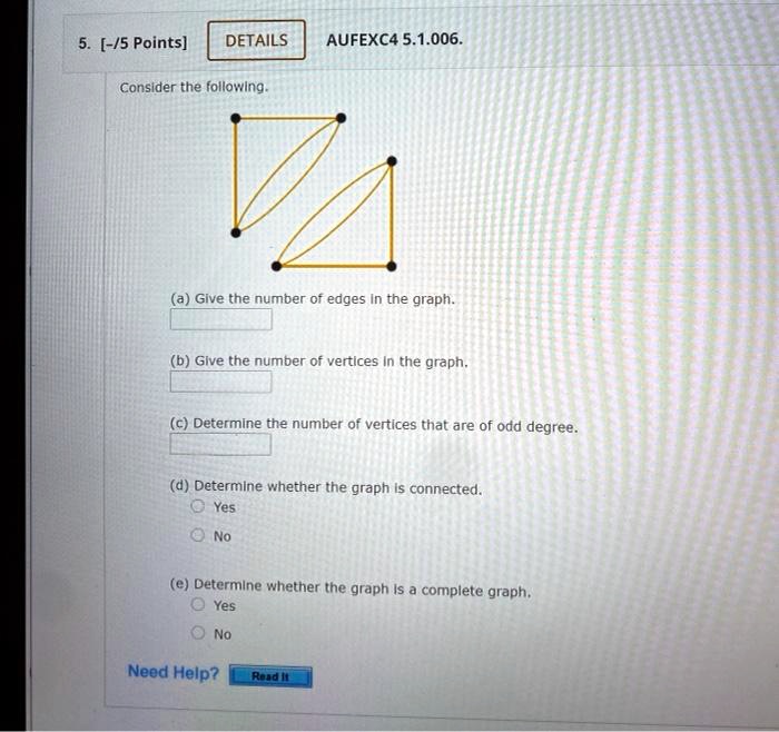 SOLVED: DETAILS AUFEXC4 5.1.006 Consider the following: Give the number ...