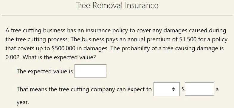 SOLVED Tree Removal Insurance A Tree Cutting Business Has An Insurance solved-tree-removal-insurance-a-tree-cutting-business-has-an-insurance