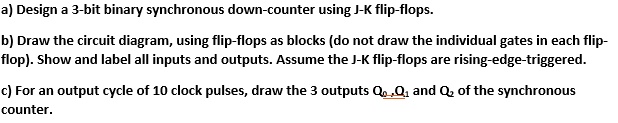 Solved A Design A 3 Bit Binary Synchronous Down Counter Using J K 3659