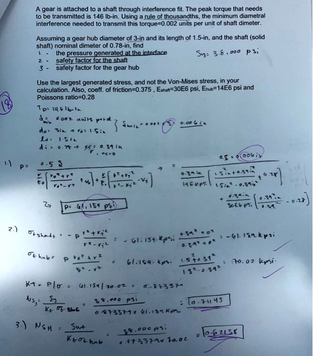 a gear is attached to a shaft through interference fit the peak torque ...