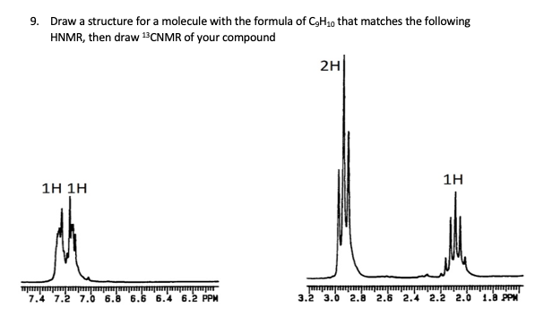 SOLVED: 9. Draw a structure for a molecule with the formula of C9H10 ...
