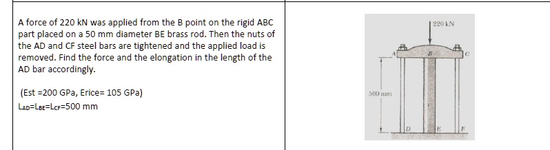 SOLVED: A force of 220 kN was applied from the B point on the rigid ABC ...
