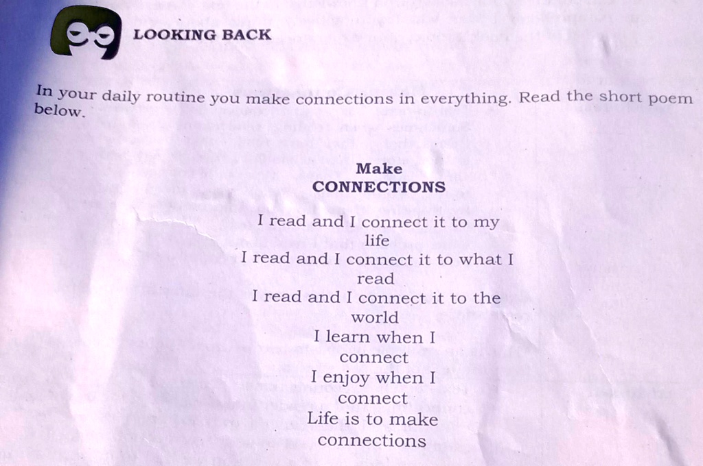in your daily routine you make connections in everything read the short ...